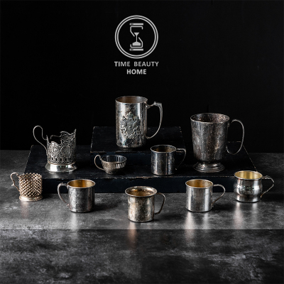 欧式风复古道具软装镀银杯