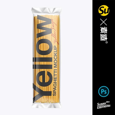 超市食品挂面条意面透明真空包装袋子ps样机素材设计yellowimages