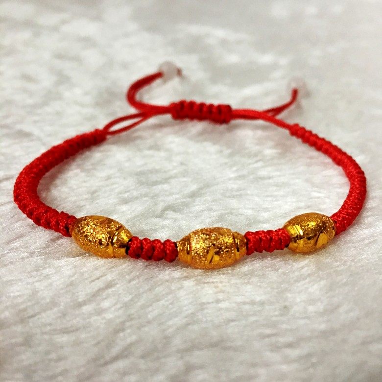 本命年红绳手链礼品男女同款情侣金色转运珠红手绳生日礼物赠品_虎窝淘