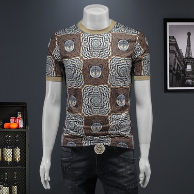 2025夏季欧货 IUIUG轻奢潮流刺绣丝光棉短袖t恤男 D320-88068-P75