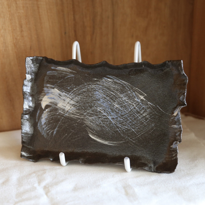 芽器原创】日式复古粗陶手捏长方盘壶承fine dinning餐盘侘寂风