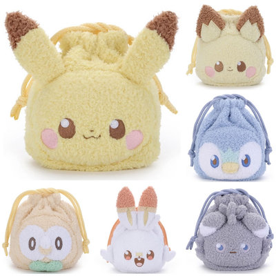 TOMY宝可梦PokePeace系列皮卡丘波加曼木木枭炎兔儿束口袋巾着袋