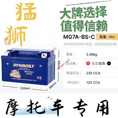 蛟龙火牙魔影小忍者V6猛狮摩托车电瓶12V7A刀锋400魅影机车H2电池
