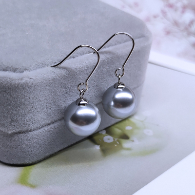 简约高级感 进口施家铂金灰仿珍珠耳环耳钩耳坠耳钉 真多麻色女