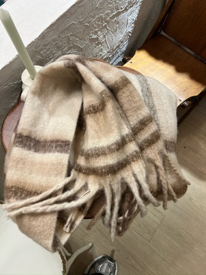 秋冬拉毛工艺格纹男女同款围巾