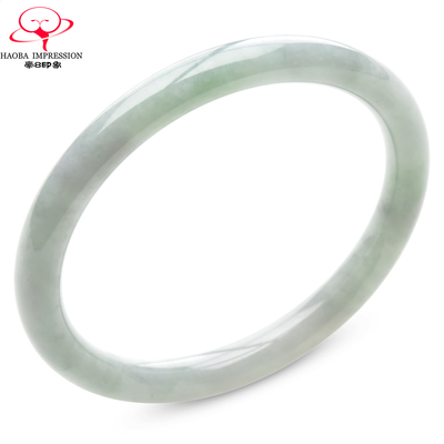 豪8印象手镯之家S325028Y359翡翠圆条手镯圈口56.8mm白底浅绿玉镯