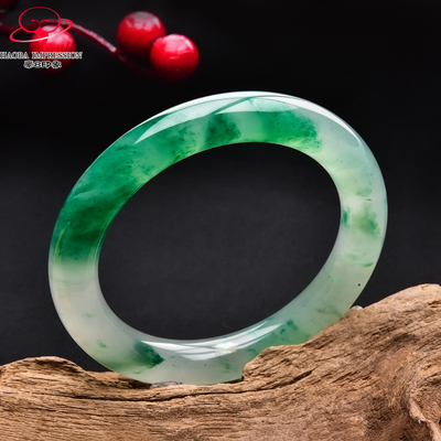 豪8印象翡王妃F825080F118非洲翠手镯圈口57.6mm冰种绿飘花玉手镯