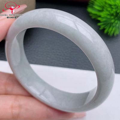 豪8印象X26010X1039翡翠手镯圈口59.2天然缅甸a货冰白玉镯-有沙眼