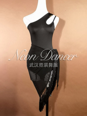 NeonDancer专业拉丁舞服 Daria同款练功服套装 斜肩连体上衣+臀巾