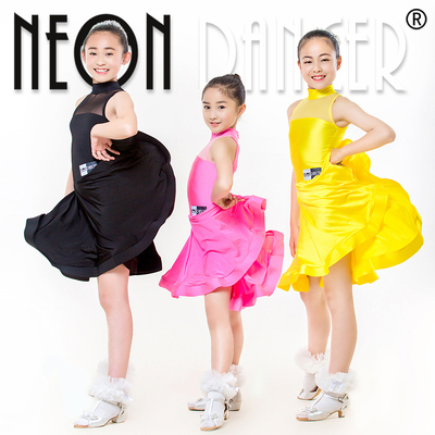 NeonDancer 少儿丁舞练习服 女童规定服 比赛服 鱼骨大摆裙