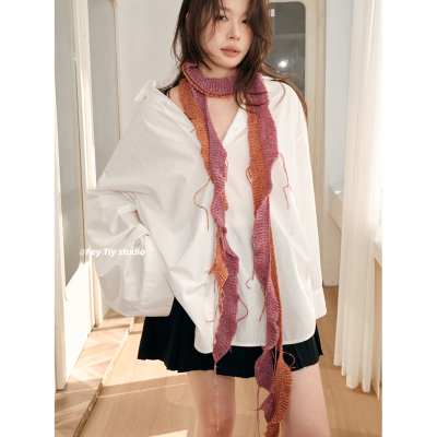 超酷小众不规则毛线针织细长围巾