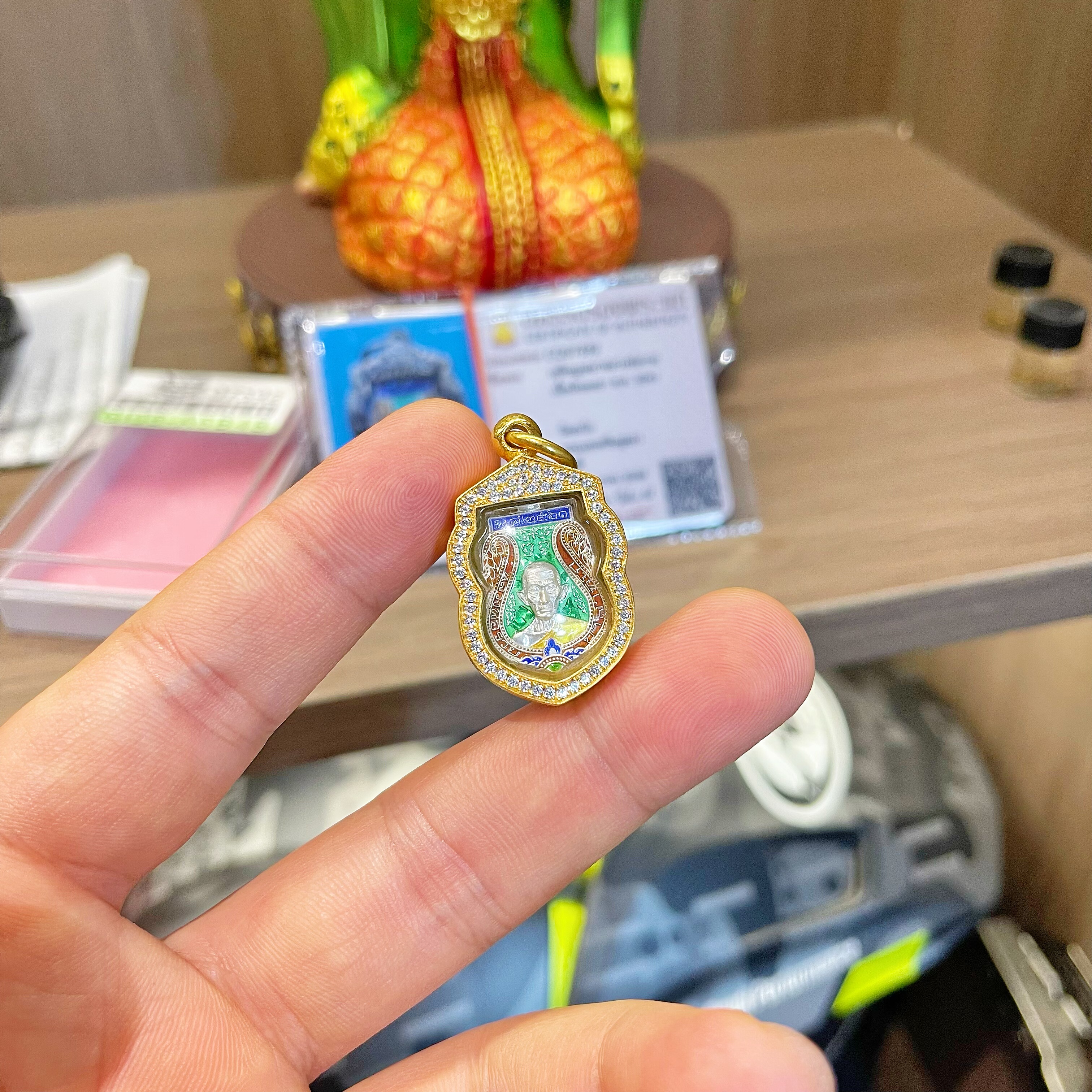 丁仔泰牌 龙婆瑞 2561年 舍玛自身纯银版 意大利金外壳 萨马空卡