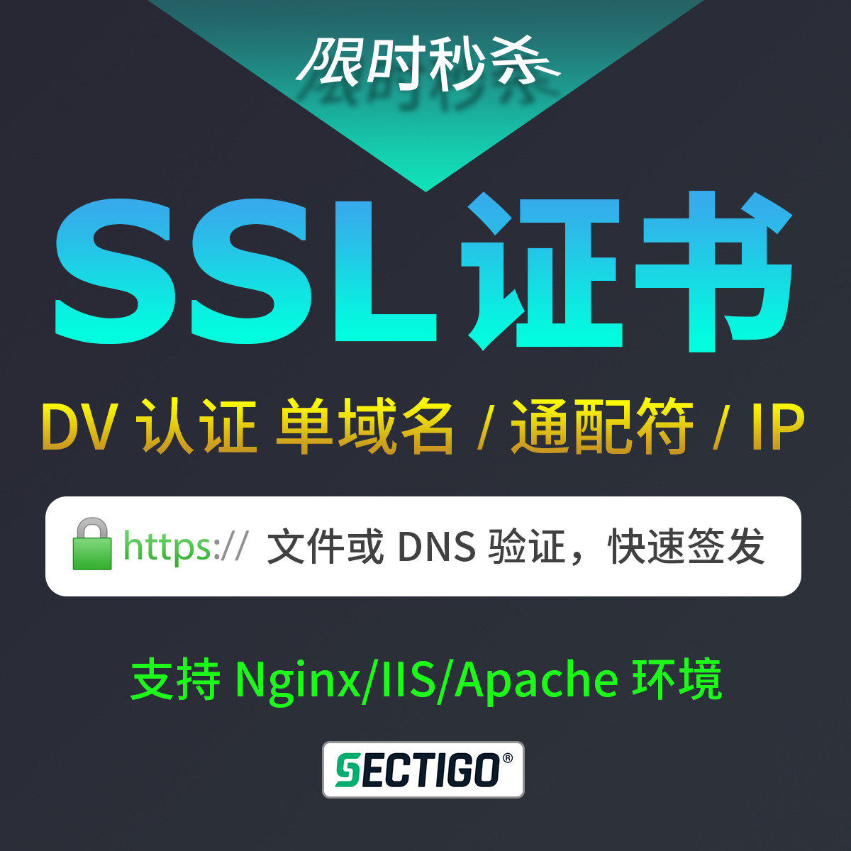 SSL数字证书SSL认证申请支持https DV单域名通配符IP快速部署安装_虎窝淘