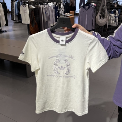 正品ADIDAS阿迪达斯女子夏季运动休闲复古短袖T恤上衣 KY5734
