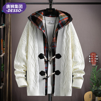 唐狮集团DESSO拼接撞色针织开衫外套男春秋季假两件宽松休闲夹克
