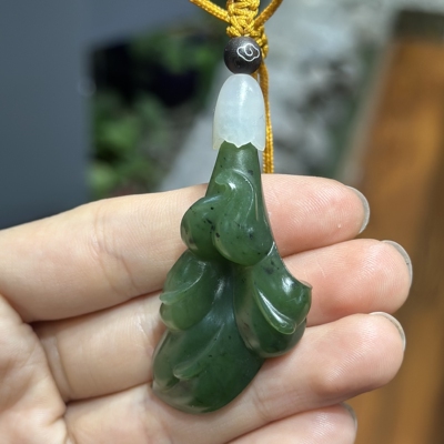 和田碧玉籽料玉兰花吊坠ld04004/04005