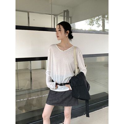 MMCDITION亚麻长袖恤女装春季搭