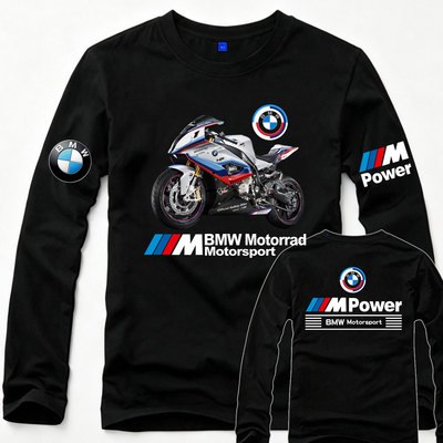 2026新款BMW宝马MPOWER部门性能摩托RR体恤纯棉长袖T恤定制车队服