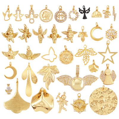 饰品配件锆石黄铜雪花银杏叶树叶