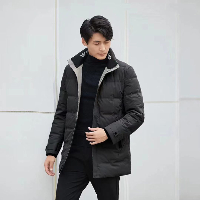 戈德堡立领加厚保暖男士羽绒外套 冬季新品中长款羽绒服男