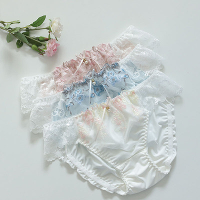 Source Manufacturer Women's Underwear tton Mid-waist Embroid