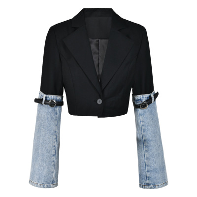 Personalized ntrasting lor Splicing Denim Jacket For Women,