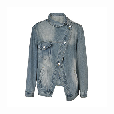 Korean Version Of Irregular Washed Denim Jacket With Loose N