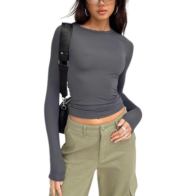 Popular Women's Casual T-shirt Solid lor Slim Pullover T-shi