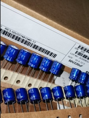 100只=47元 50V220UF/50V ELNA伊娜 RE3 闪 蓝袍 电解电容器10*12