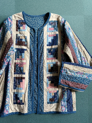 蓝色系Patchwork jacket/ 手工拼布外套 from USA