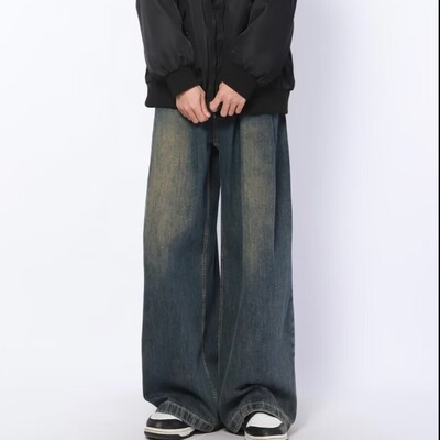 fromwrting 港风百搭休闲水洗痞帅直筒牛仔裤男士春秋季宽松时尚