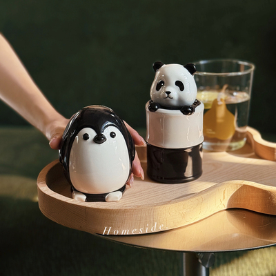 可爱熊猫企鹅陶瓷牙签筒
