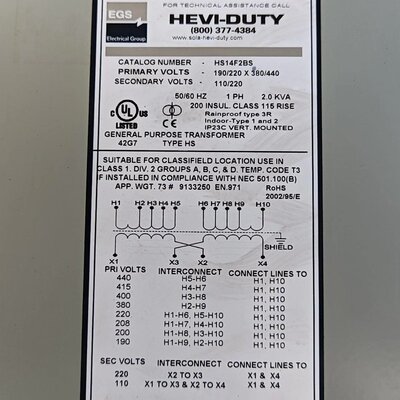议价EGS隔离变压器HS14F2BSHS14F1BSHS14F3BS