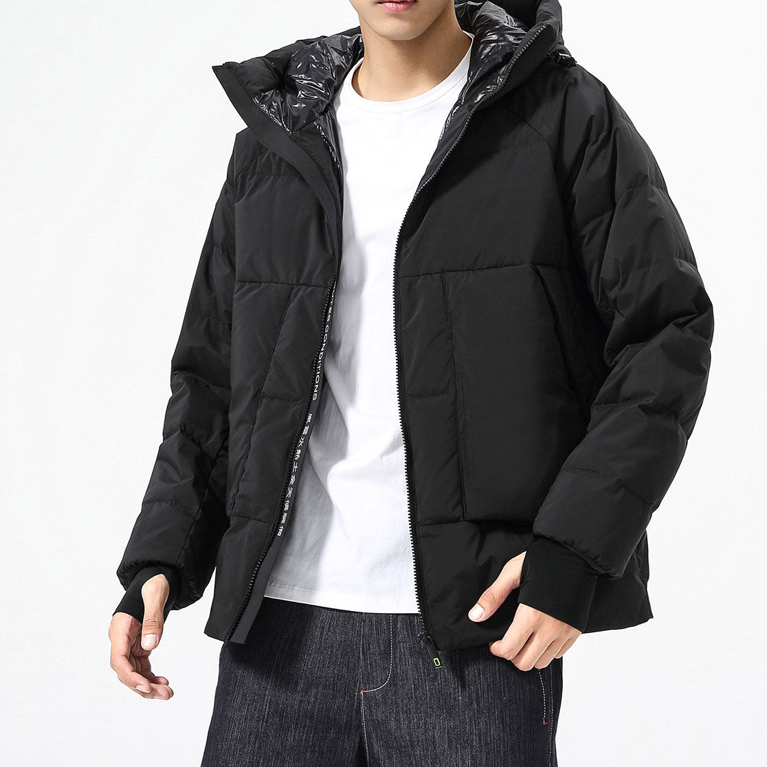 无补福利男90白鸭绒连帽羽绒服男士保暖轻便防风厚外套k_虎窝淘