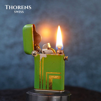 1925年瑞士Thorens托伦斯四代单抓艺术煤油烤漆油壶款打火机自动