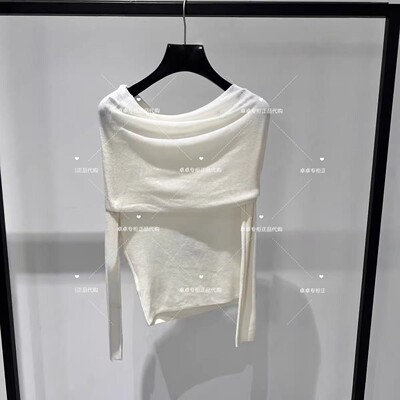 4折欧家专柜2025秋新羊毛一字领毛衣女针织露肩潮1SY303254F现货