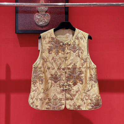 可可-26年春款复古风刺绣工艺设计感马甲w217