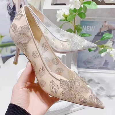 蕾丝女鞋诺贝达轻奢水钻
