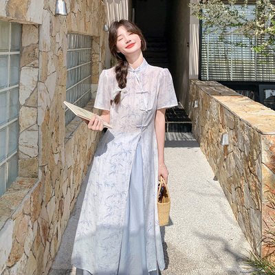 2025夏季新款新中式风两件套连衣裙半身裙遮肚子显瘦连身裙两件套