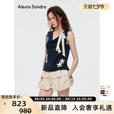 Alexia Sandra 26春夏新款女士鹿游星洋垂领飘带背心银泰 301261