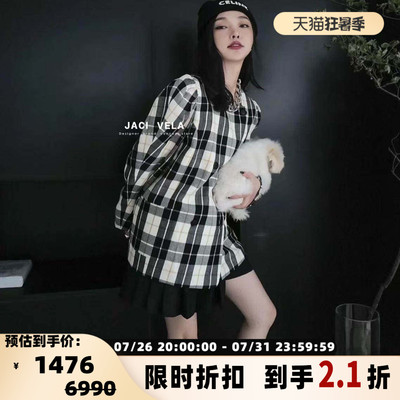 Pushbutton 秋冬款女士经典格纹西装夹克外套银泰百货精品 301596