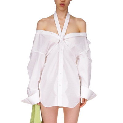 ALEXANDER WANG 春夏女大V领长袖衬衫连衣裙银泰百货 301604