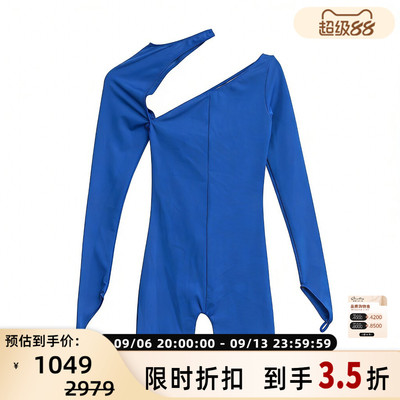 rhude女士辣妹风长袖连体短裤露肩设计连体衣 银泰百货 301596