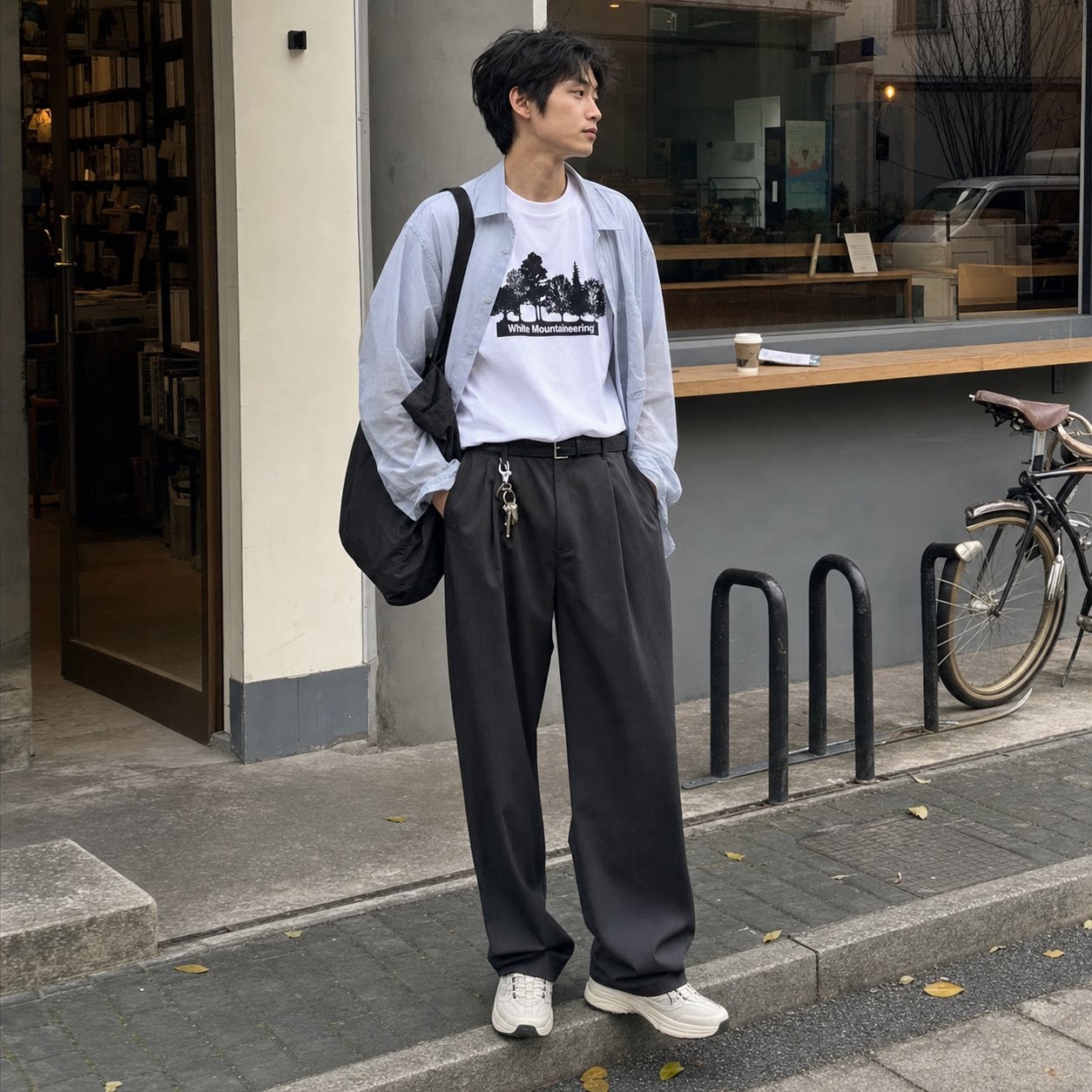 【折扣】白山/WHITE MOUNTAINEERING  男士宽松落肩印花短袖T恤