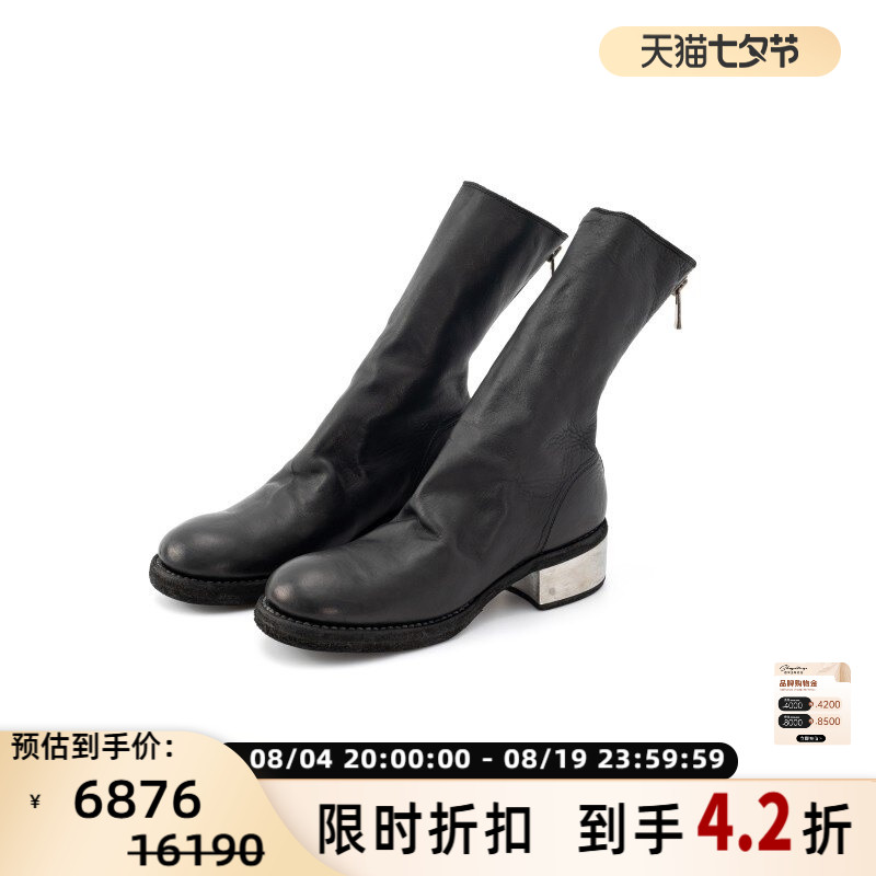 GUIDI 女士秋冬舒适百搭低跟中筒靴矮筒靴银泰百货精品 301574