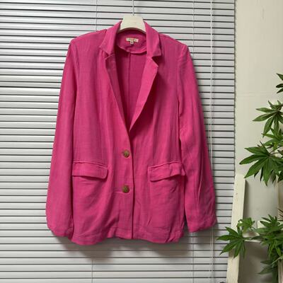 0725-35法系品牌欧洲单浪漫风亚麻料西装外套女宽松休闲百搭上衣