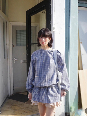 Suhoo韩国fletta2025春季新款复古格子衬衫半身裙套装女度假