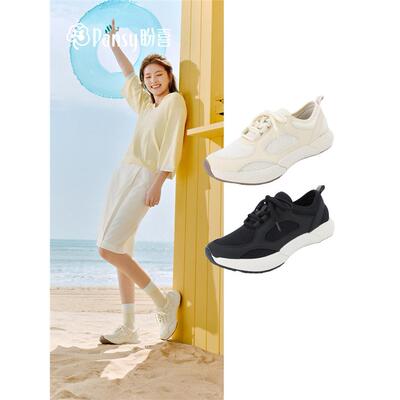 Pansy盼喜宽胖脚友好网面运动鞋女26春夏新款系带软底休闲鞋4335