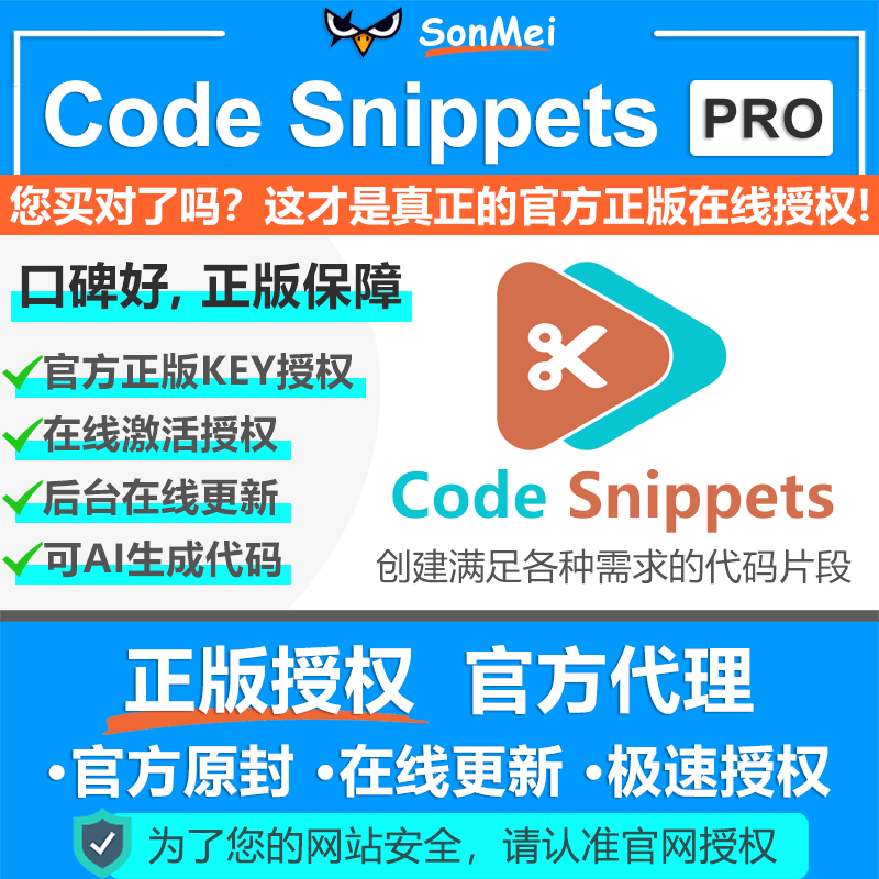 Code Snippets Pro官方正版授权在线更新代码片段插件 比WPCode好