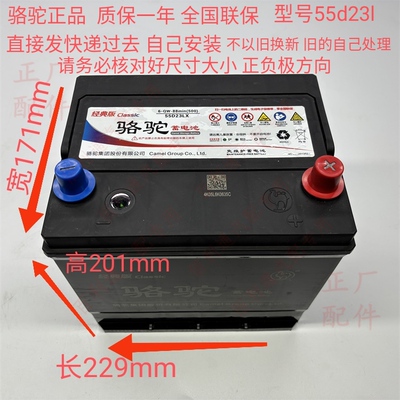 骆驼正品65D23L电瓶 骆驼55D23L蓄电池 12伏60安铅酸免维护电瓶